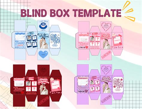 Blind Box Templates Available In 5 Colors Box Template Valentine