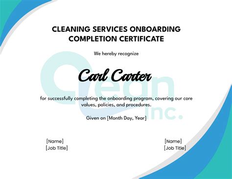 cleaning services onboarding completion certificate templates edit online and download example