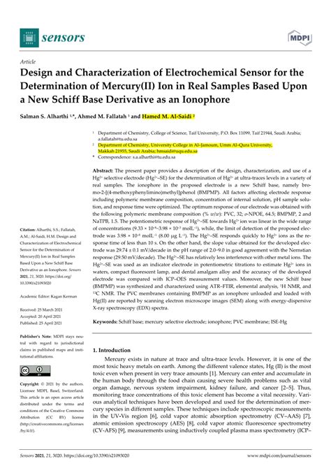 Pdf Design And Characterization Of Electrochemical Sensor For The Determination Of Mercury Ii
