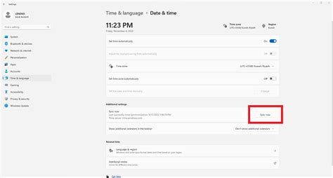 Sync Clock Time With Internet Time Server In Windows 11