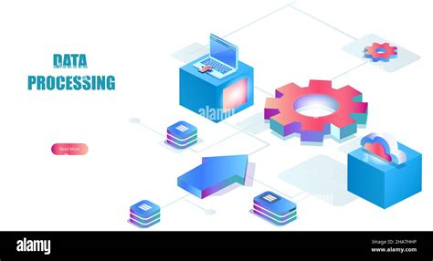 Isometric Vector Of A Big Data Processing Information Storage And Analysis Stock Vector Image
