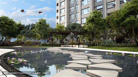 高档住宅小区园林景观效果图 景观设计 模型设计 效果图 设计模板 汇图网www huitu