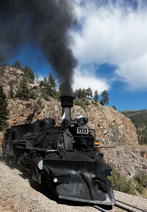 A Durango And Silverton Narrow Gauge Scenic Railroad Train Chugs