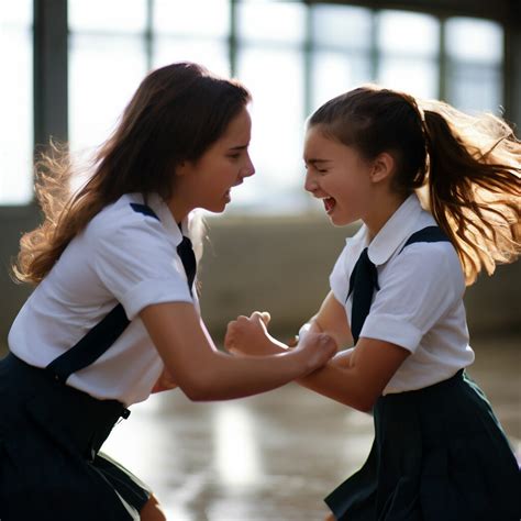 «Драка между двумя девочками в школе… — картинка создана в Шедевруме