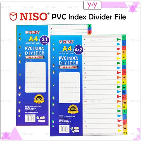 Niso A4 PVC Index Divider File Document Divider Paper Divider Paper Sorting Accessories