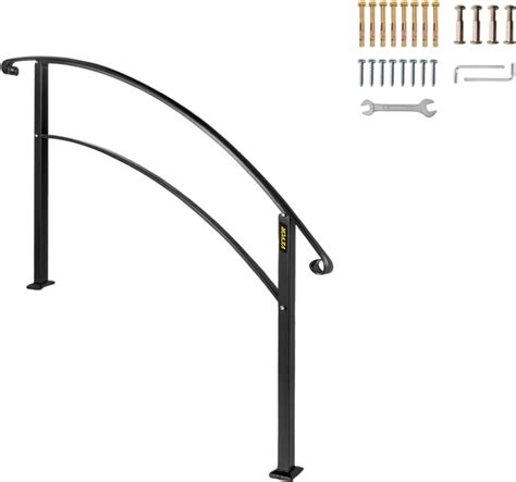 Vevor Handrail 4 Step Wrought Iron Outdoor Stair Railing Black New