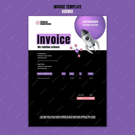 Free Psd Gradient Science Research Invoice Template