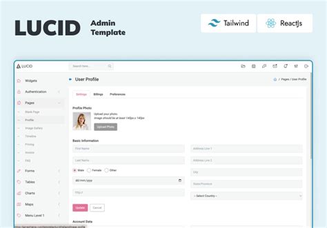 lucid reactjs tailwind css admin template thememakker