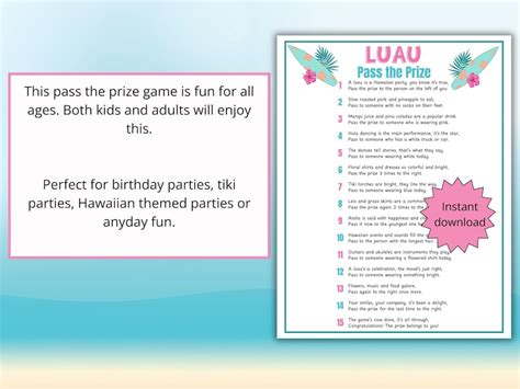 Luau Pass The Prize Luau Party Games Tiki Party Etsy