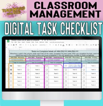 Google Sheets Task Management Tool Weekly Digital Task To Do Checklist