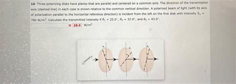 answered 10 three polarizing disks have planes that are parallel and