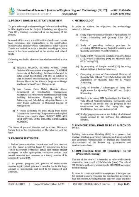 Application Of Bim For Scheduling And Costing Of Construction Project Pdf