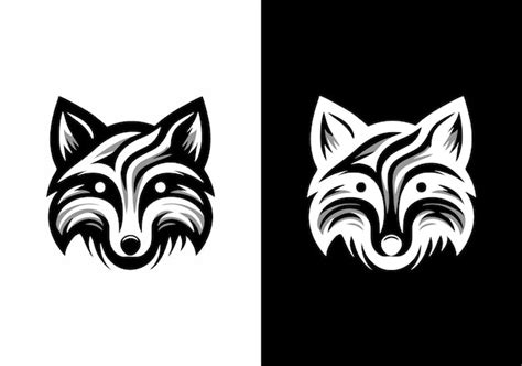 Premium Vector Two Sets Of Fox Logos On A Black And White Background