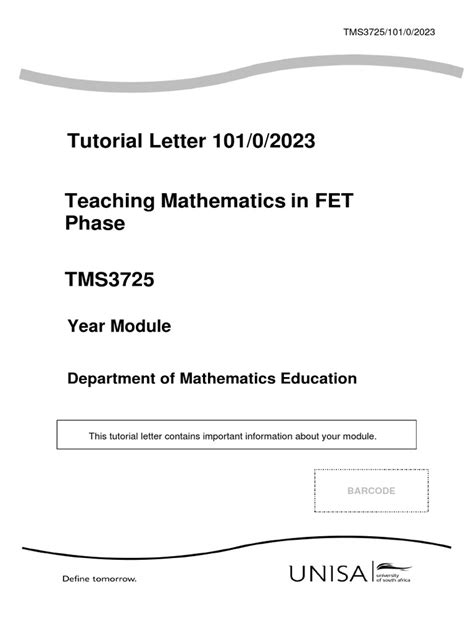 Tutorial Letter 101 0 2023 Year Module Pdf Teaching Method Educational Assessment