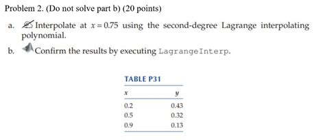 Solved Problem Do Not Solve Part B Points A Chegg Com