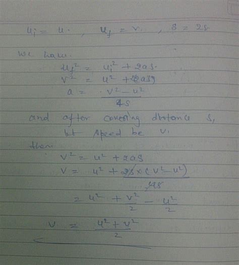 A Body Starts With Initial Speed U And Moves In A Straight Line With Constant Acceleration It
