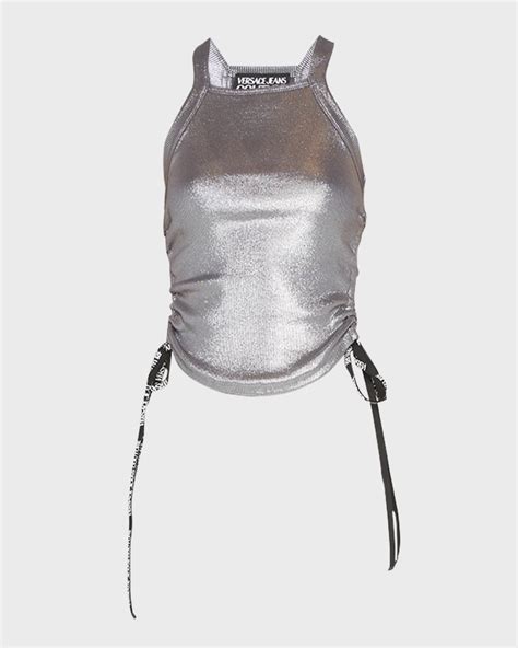 Versace Jeans Couture Metallic Ribbed Tank Top Neiman Marcus