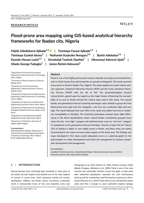 Pdf Flood Prone Area Mapping Using Gis Based Analytical Hierarchy