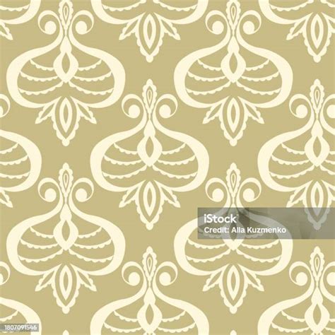 컬이 있는 매끄러운 빈티지 패턴 바로크 스타일의 벽지 꽃 장식입니다 민족 부족 배경 벡터 그림 천 포장 카드 직물에 대한 템플릿