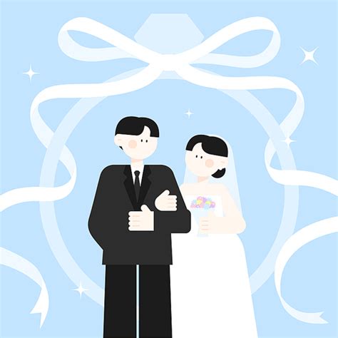 유토이미지 결혼식 하는 신랑 신부 웨딩 일러스트