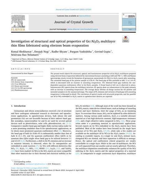 Pdf Investigation Of Structural And Optical Properties Of Ge Al2o3 Multilayer Thin Films