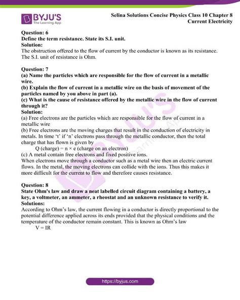 Selina Solutions Concise Physics Class Chapter Current Electricity
