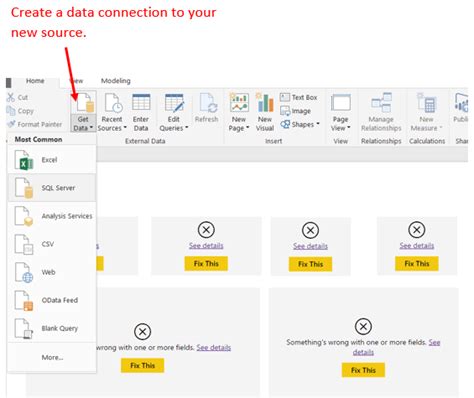 How To Replace A Data Source Connection With A Live Connection In Power
