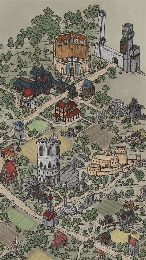 The Outskirts Isometric Art Fantasy Map Fantasy World Map