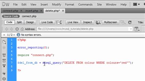 Php And Mysql Deleting From A Database Youtube