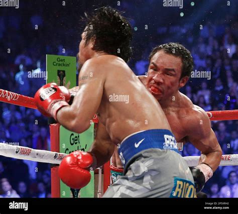 Juan Manuel Marquez From Mexico Right Knocks Out Manny Pacquiao From The Philippines In The