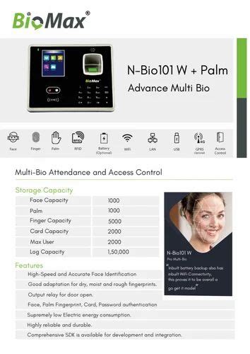 Biometric Access Control Machine N Bio101 W Palm Biometric Access