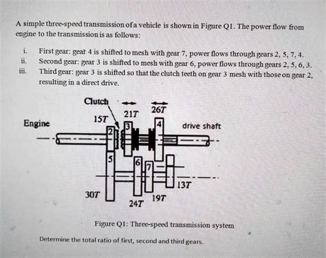 solved a simple three speed transmission of a vehicle is shown in figure ql the power flow
