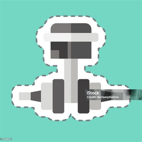 스티커 라인 컷 크랭크 샤프트 자동차 정비 기호와 관련이 있습니다 심플한 디자인 편집 가능 간단한 일러스트레이션 강철에 대한