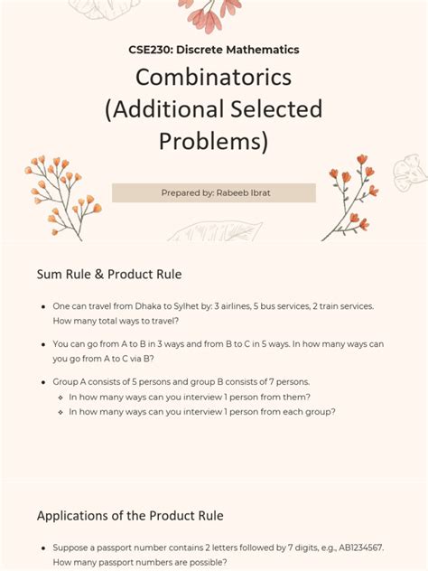 Combinatorics Problemset Pdf Permutation Combinatorics