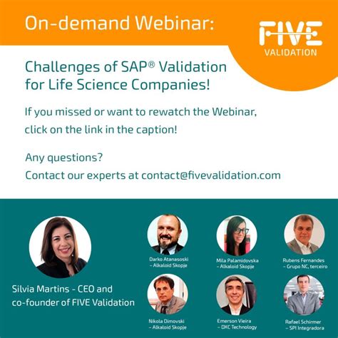 Five Validation On Linkedin Event Lifescience Project Sap Software Validation Webinar