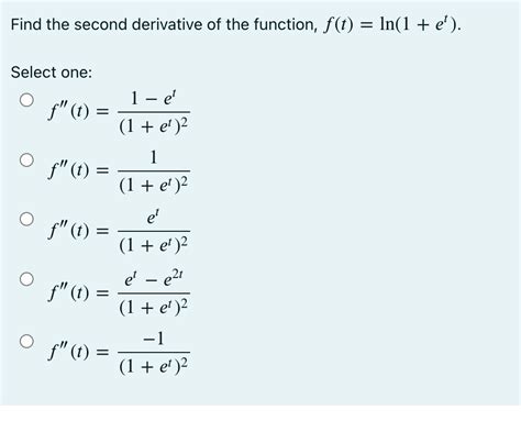 Solved Find The Second Derivative Of The Function Chegg Com