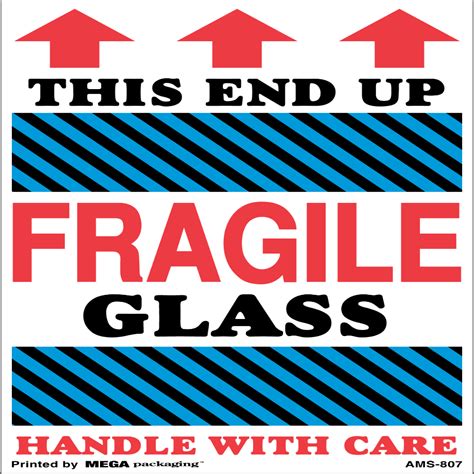 This End Up Fragile Glass Handle With Care Label Safe Shipping