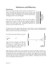 Interference And Diffraction Lab Docx Interference And Diffraction Introduction When A Wave
