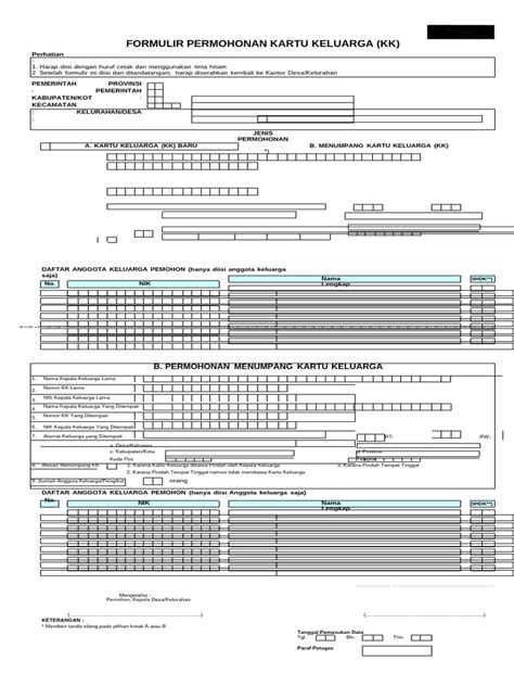 Formulir Permohonan Kk Pdf Formulir Permohonan Kk Pdf