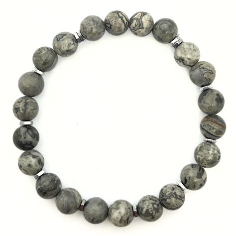 Gri Jasper Doğal Taş Bileklik Huzurun Simgesi Biredo