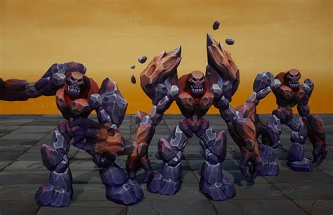 模块化风格化幻想摇滚傀儡 Modular Stylized Fantasy Rock Golem Cg3da