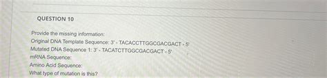 Solved Question 10provide The Missing Information Original