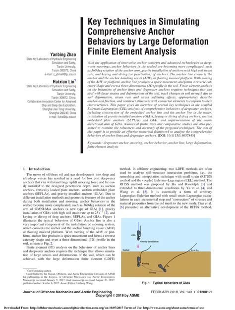 Pdf Key Techniques In Simulating Comprehensive Anchor Behaviors By Large Deformation Finite