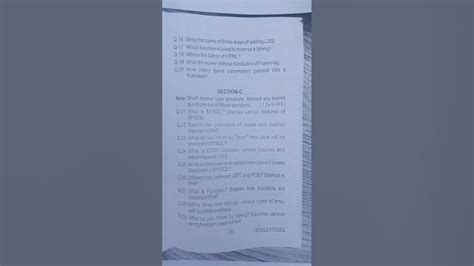 Php Question Paper 2022 Computerscience Php Questionpaper Viral Shorts Notes Youtube