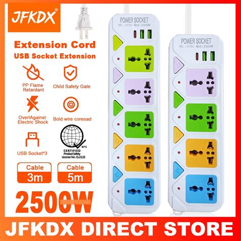 Freebies Extension Cord Meters Extension With Switch Usb Port Power Supply Socket Extension