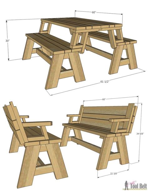 Folding Wood Picnic Table Bench Plans Wooden Craft