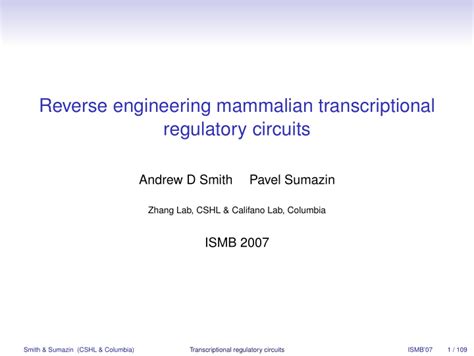 [ppt] Reverse Engineering Mammalian Transcriptional Regulatory Circuits Powerpoint