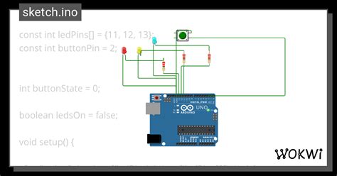 เปิดไฟ Led หลายดวงพร้อมกันเมื่อกดปุ่ม Wokwi Esp32 Stm32 Arduino