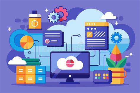 Illustration Highlights Various Cloud Storage Issues Showcasing Digital Tools Graphs And