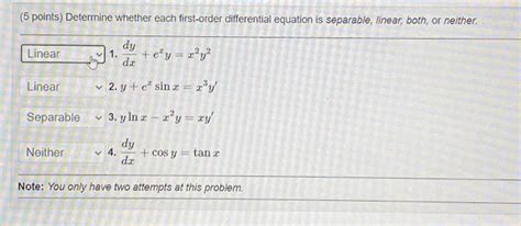 Solved 5 Points Determine Whether Each First Order